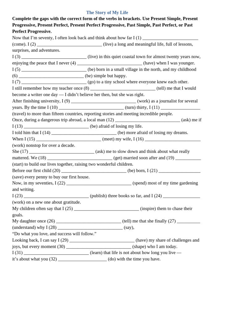 The_Story_of_My_Life_Gap_Fill | PDF