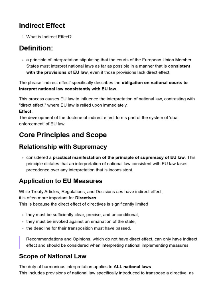 Indirect Effect | PDF | Directive (European Union) | Treaty
