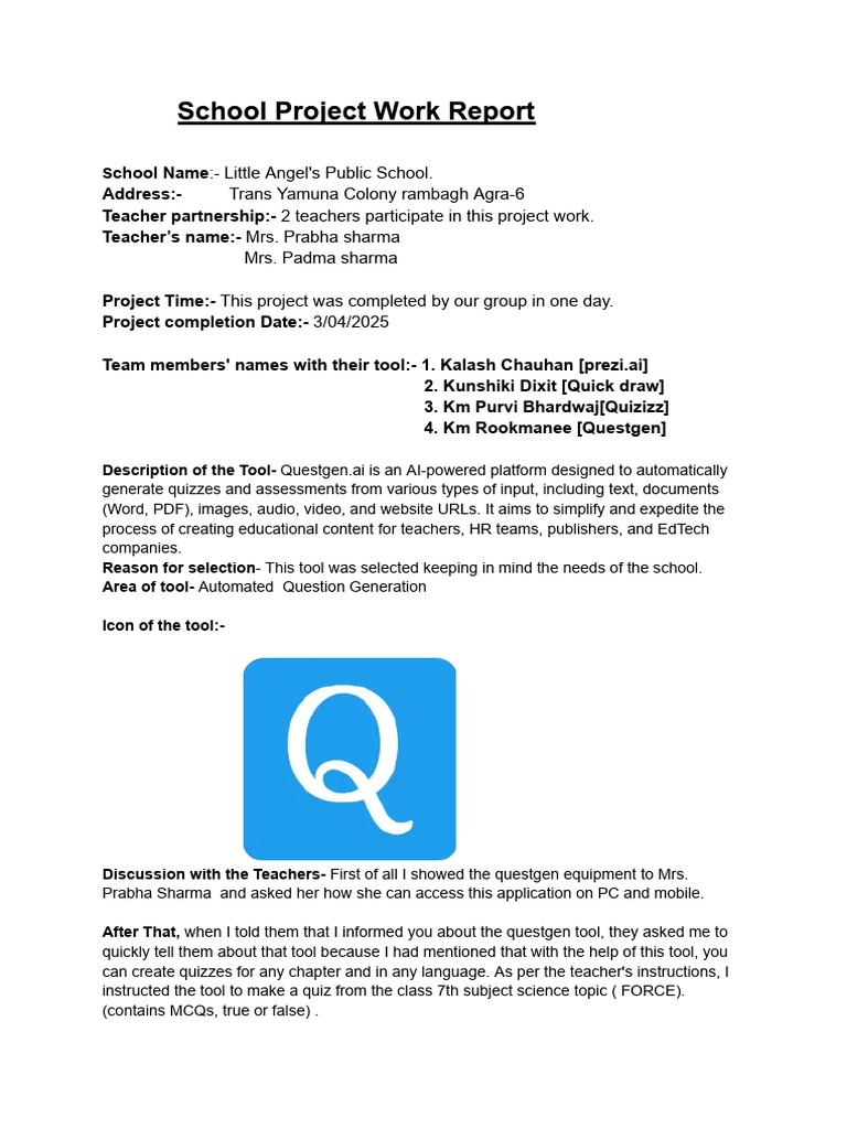 Rookmanee School Project File | PDF | Quiz | Multiple Choice