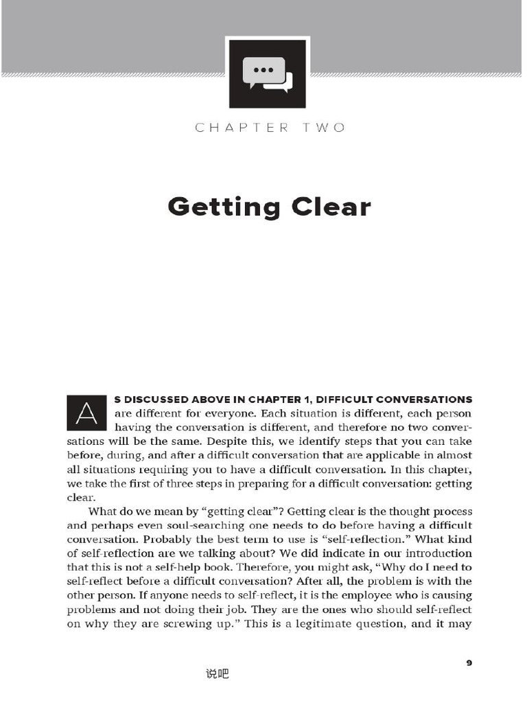 Effective Difficult Conversations Chapter 2 Getting Clear | PDF