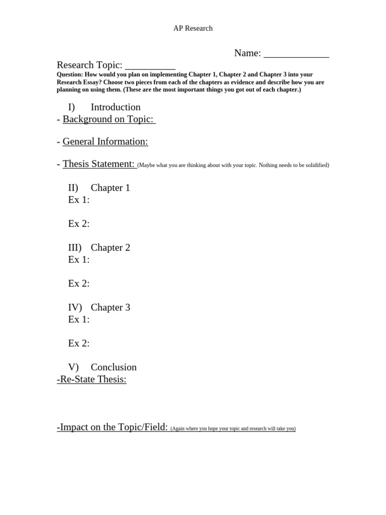 The+Craft+of+Research+Essay+Outline+Chapters+1+2+3 | PDF