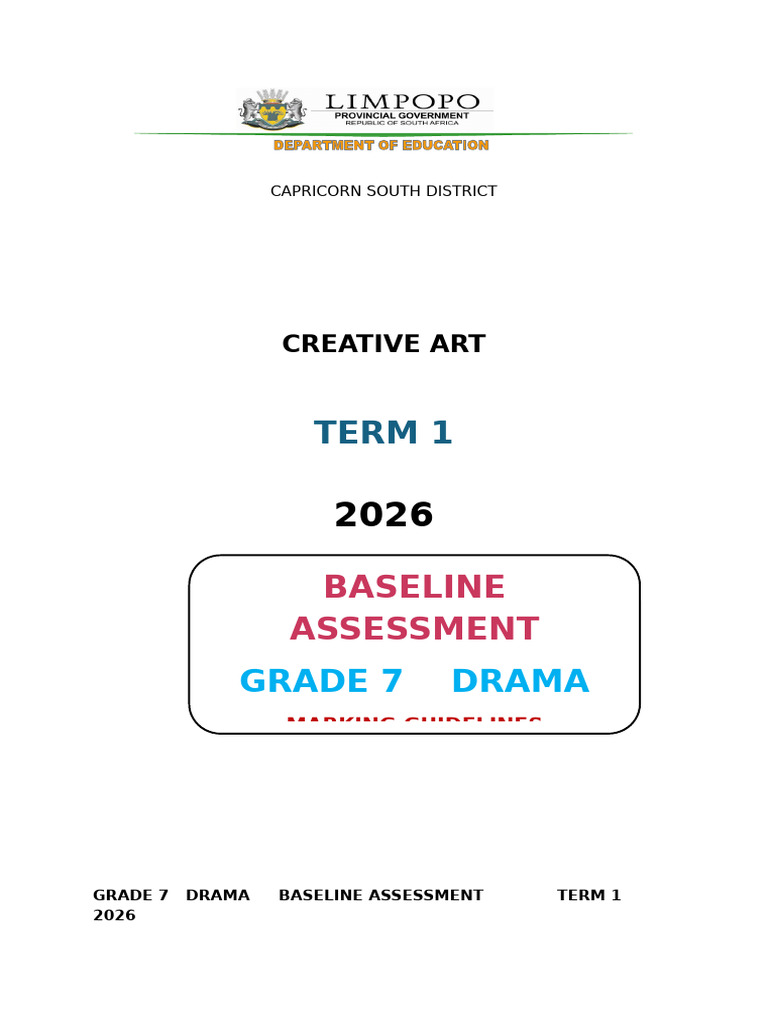 Grade 7 Drama Baseline Assessment 2026 | PDF | Plot (Narrative)