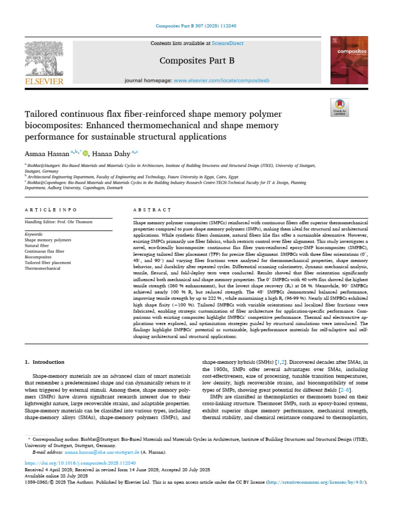 Tailored Continuous Flax Fiber-reinforced Shape Memory Polymer ...