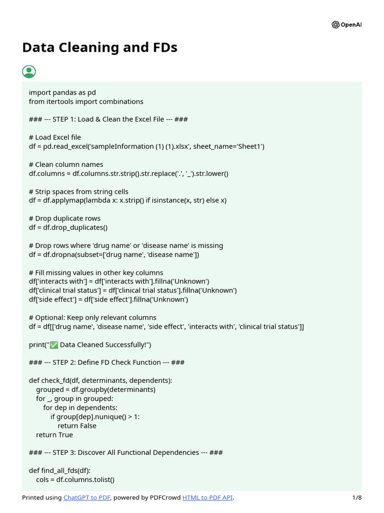 Data Cleaning and FDs | PDF | Microsoft Excel | Computer Programming