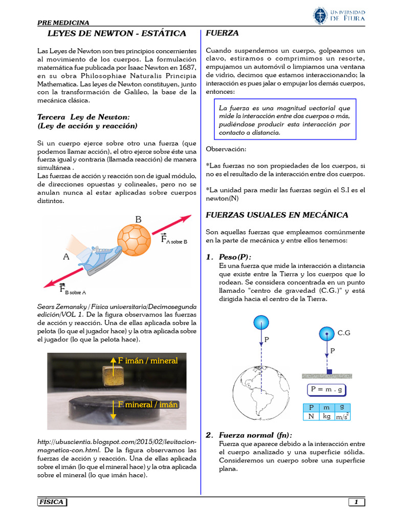 Material de Clase | PDF | Fuerza | Las leyes del movimiento de Newton