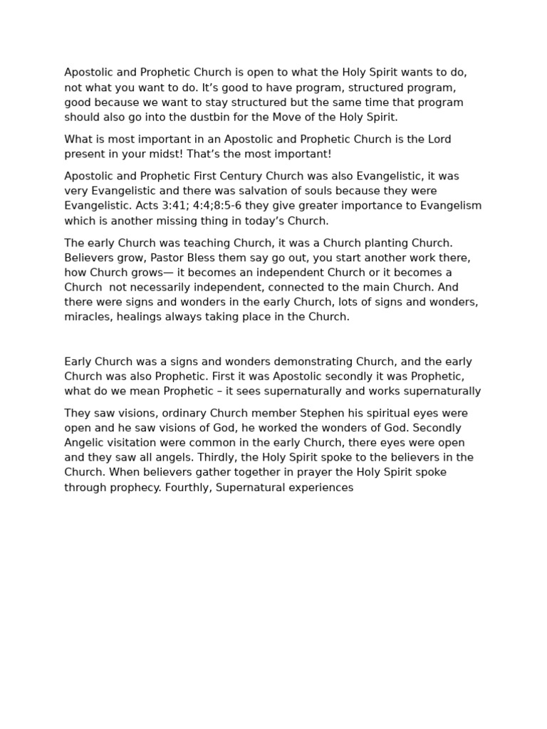 Apostolic and Prophetic Church | PDF