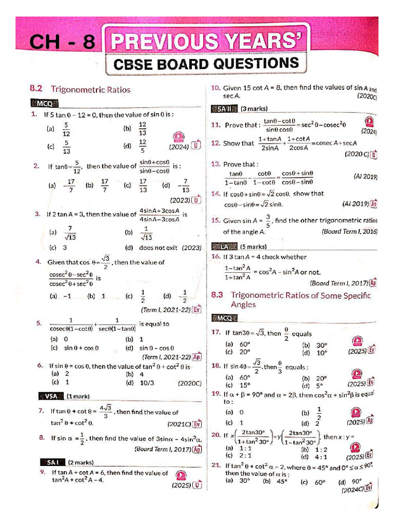 10th Maths CH - 8 (PYQ) | PDF