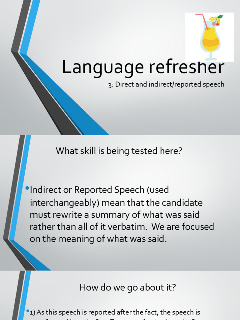 Language Refresher 3 Direct and Reported Speech.pptx | PDF