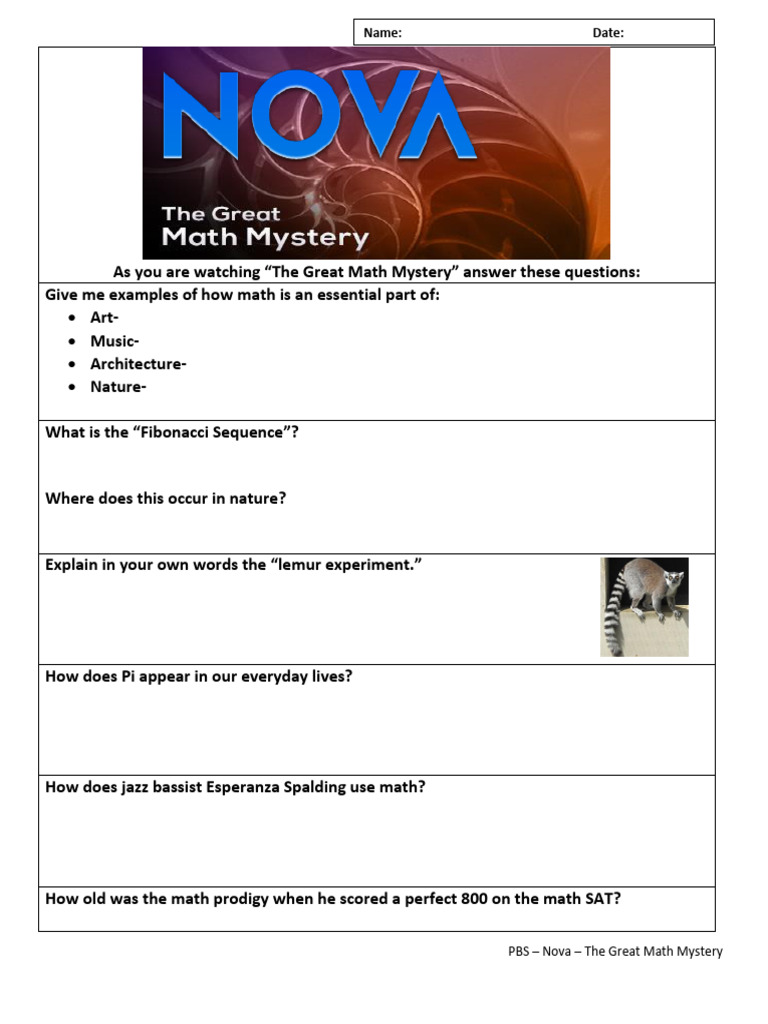 PBSNovaGreatMathMysteryQuestions | PDF