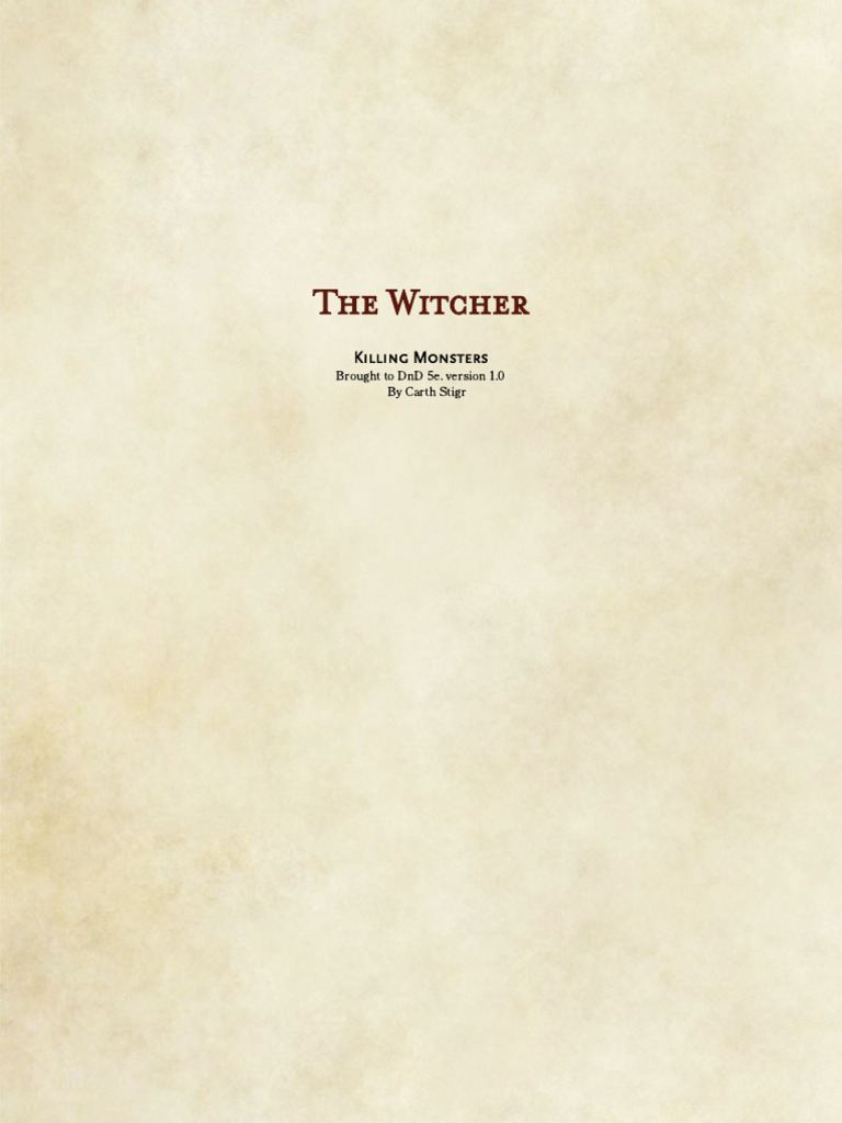 The Witcher - DND 5e Class | PDF