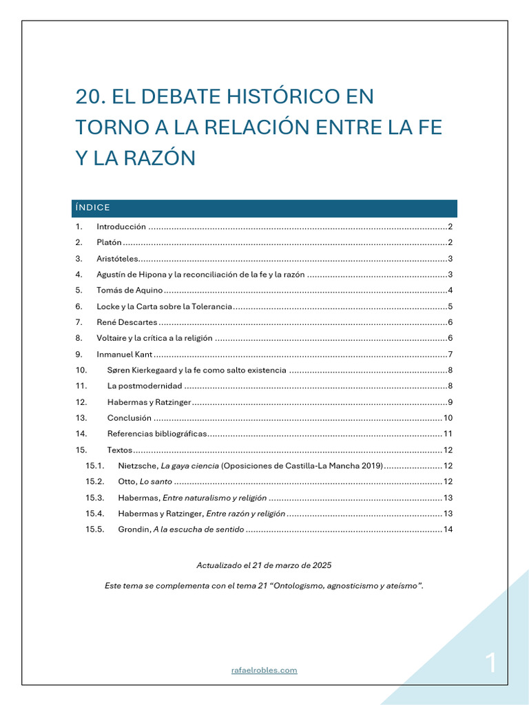 Fe y razón: un debate histórico | PDF | Razón | Immanuel Kant