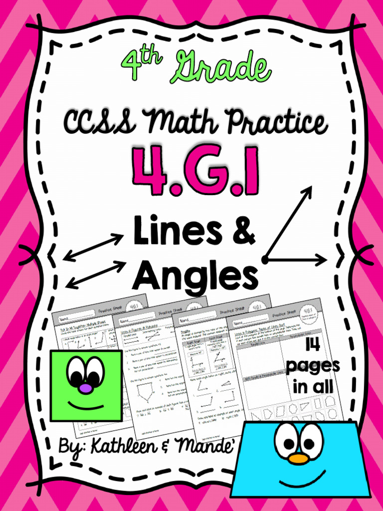 4th Grade Math: Lines & Angles Practice | PDF | Perpendicular | Line ...