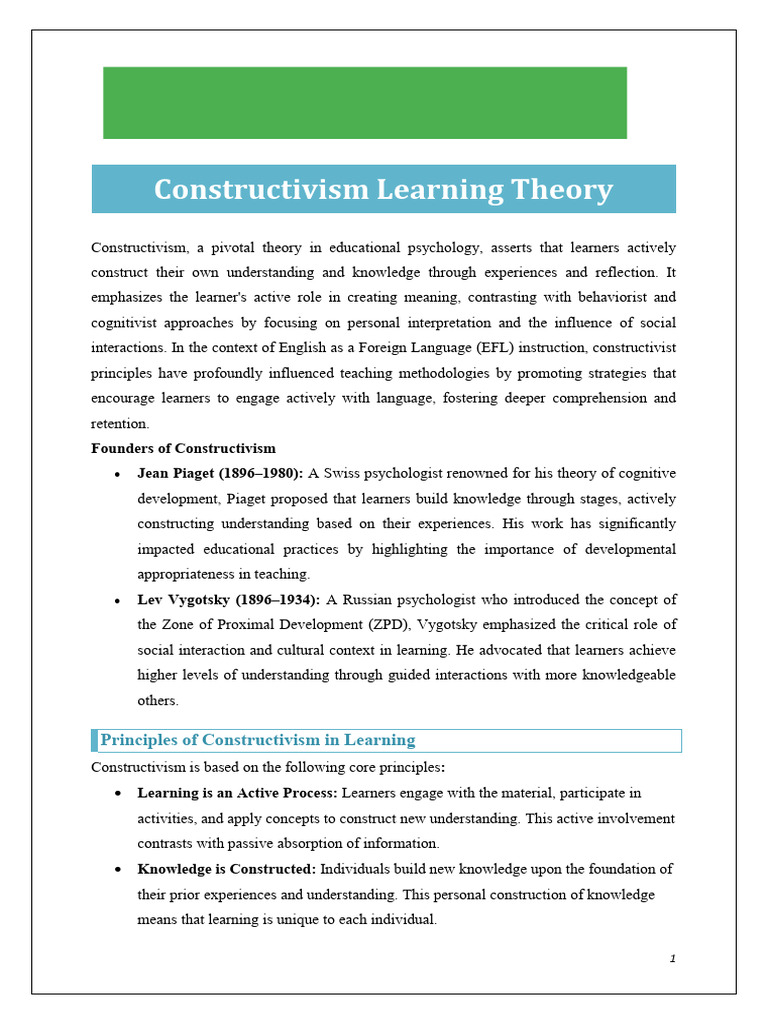 Constructivism in EFL Teaching Methods | PDF | Constructivism ...
