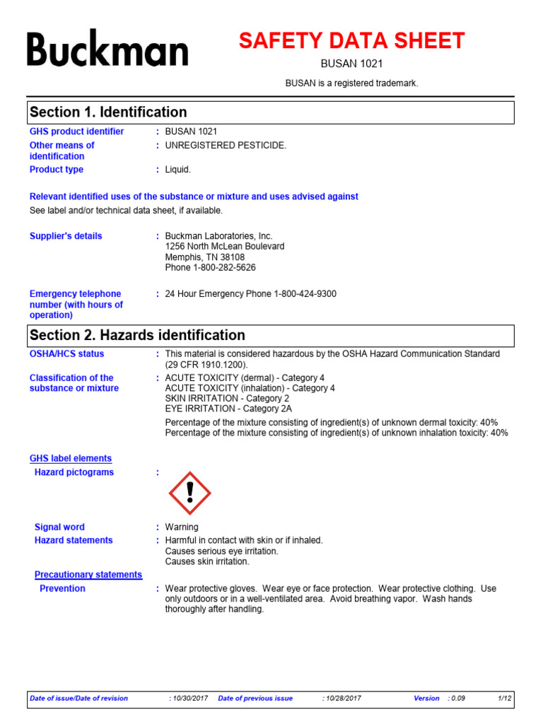 7. MSDS EXT - BUSAN - 2017 | PDF | Dangerous Goods | Toxicity