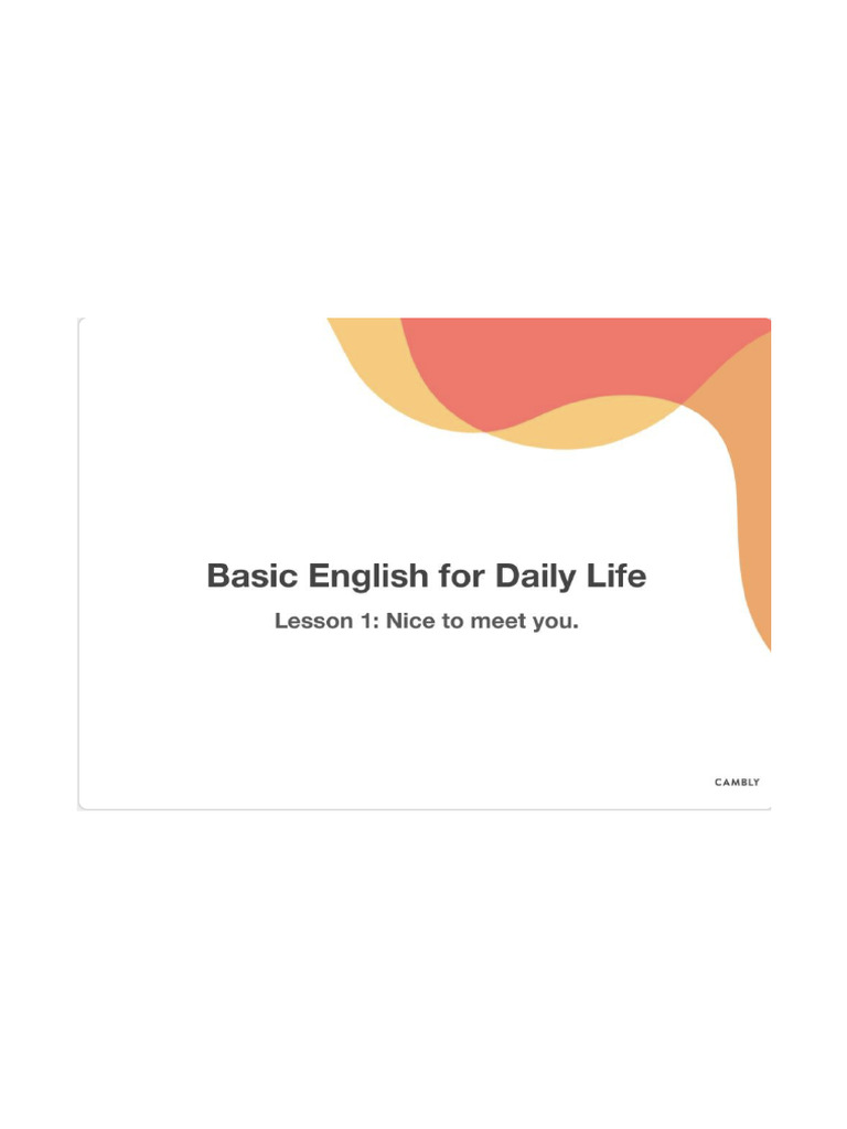 English daily life beginners | PDF