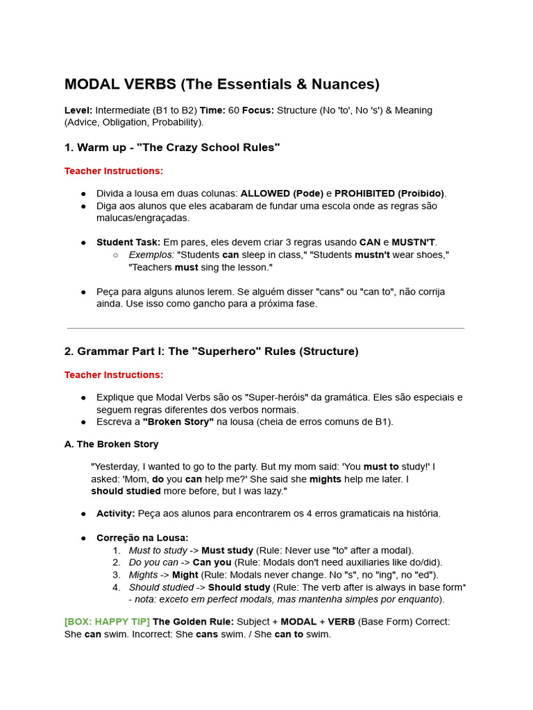 Mastering Modal Verbs: Essentials Guide | PDF | Grammatical Conjugation ...