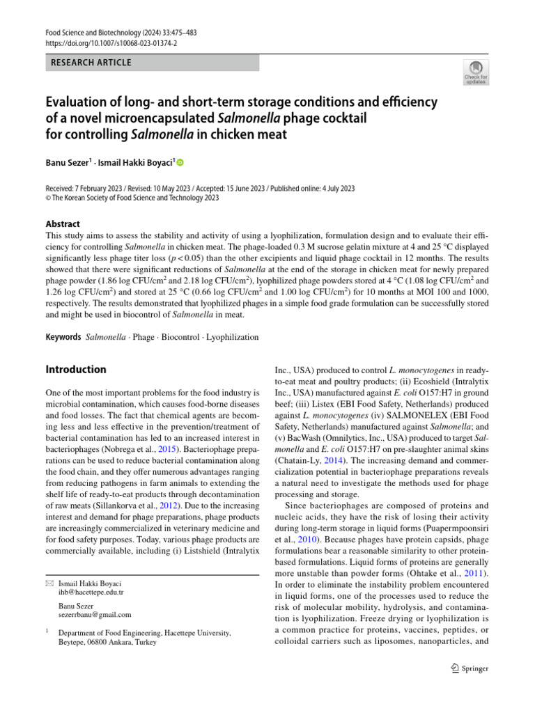 Microencapsulated Phage for Salmonella Control | PDF | Food Science