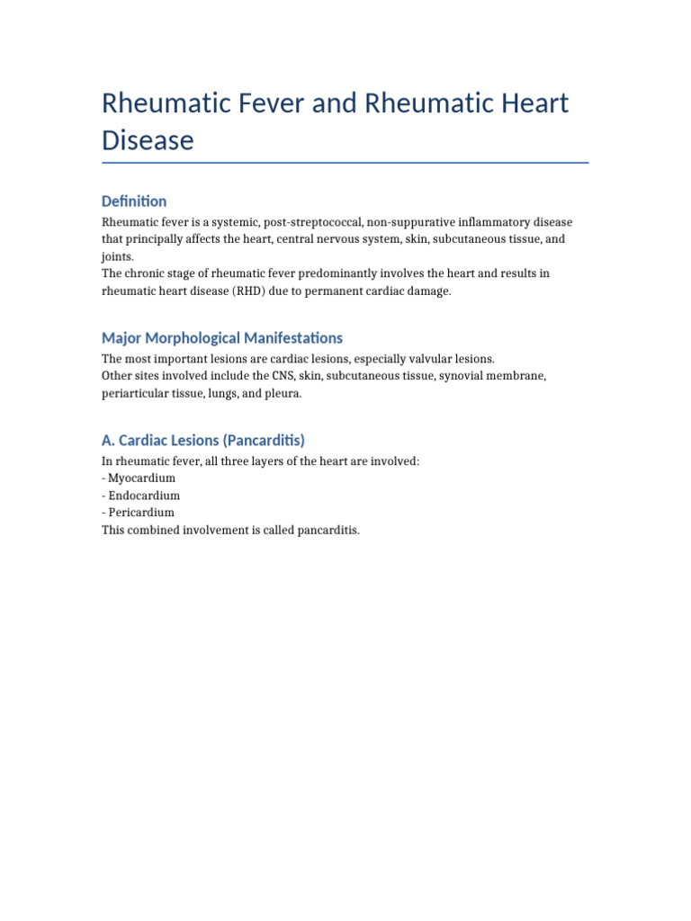 Rheumatic Fever and Heart Disease Overview | PDF | Heart | Heart Valve