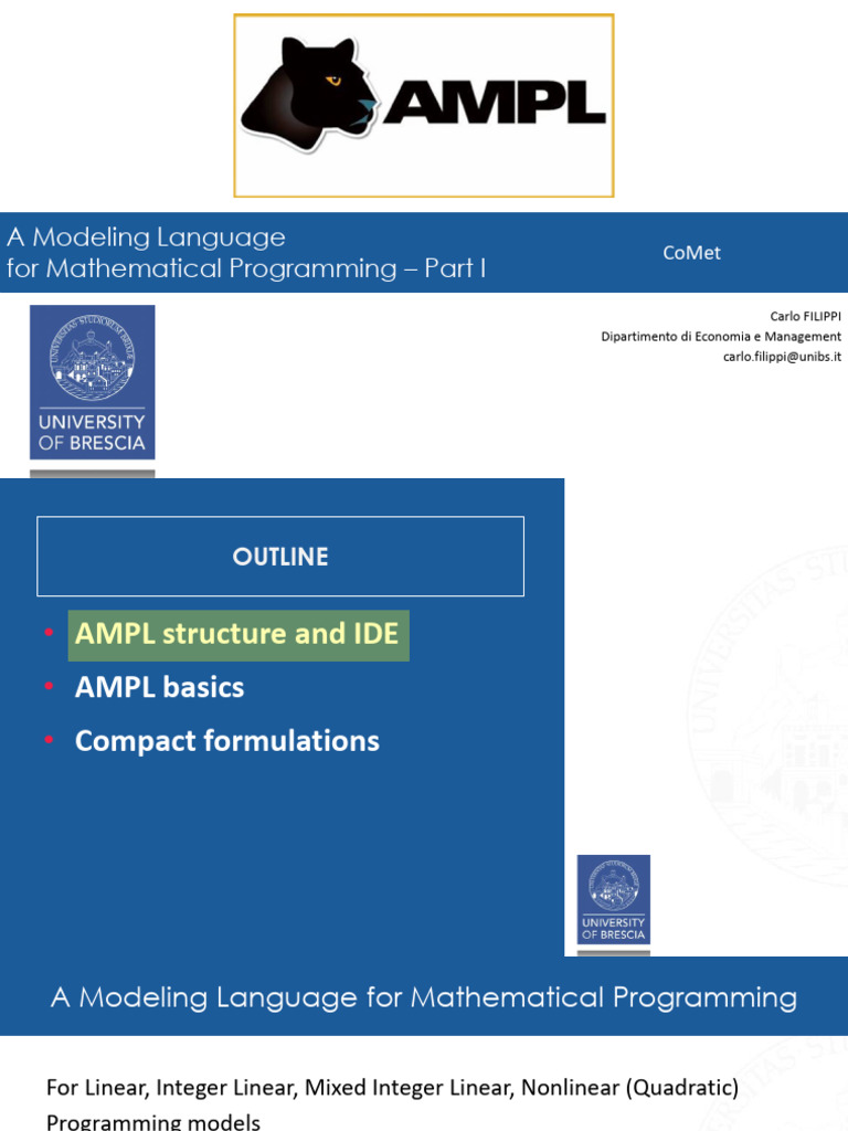 03-CoMet-AMPL-1 | PDF | Variable (Computer Science) | Parameter ...