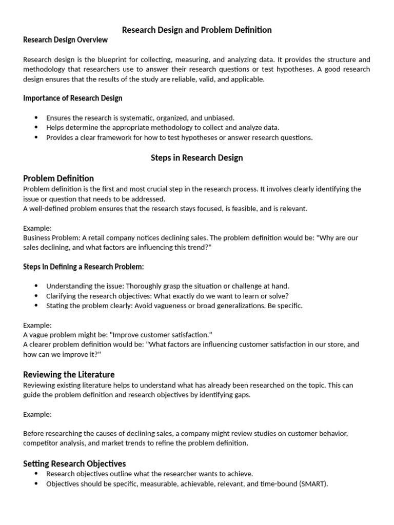 Research Design and Problem Definition | PDF | Sampling (Statistics ...