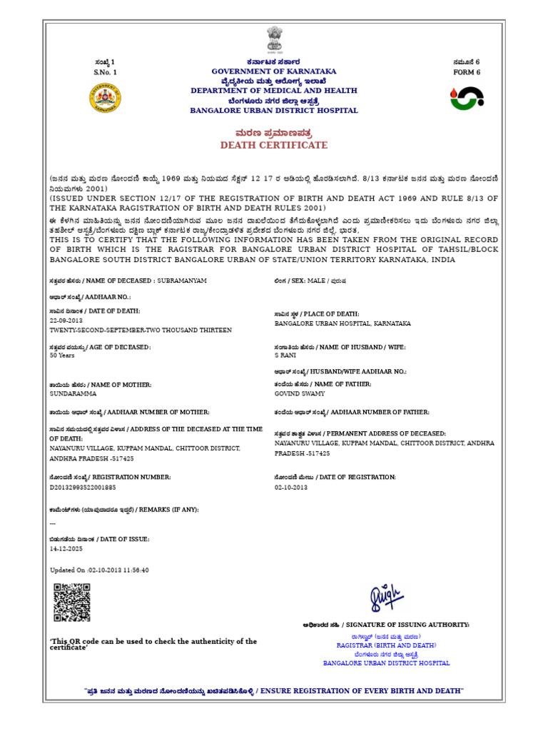 Death Certificate | PDF