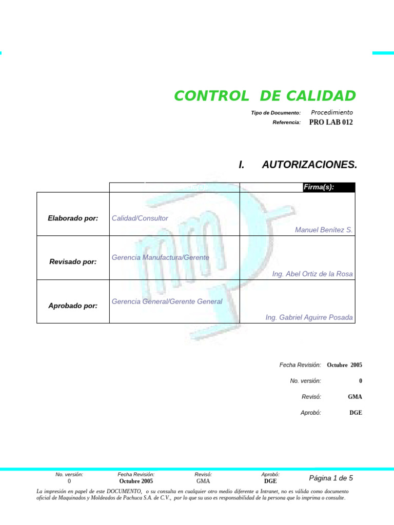 ASEGURAMIENTO DE LA CALIDAD PRO LAB 012 | PDF | Laboratorios | Business