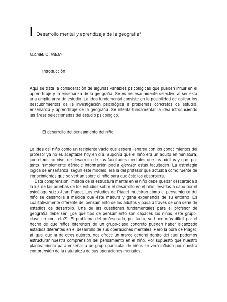 Desarrollo Mental y Aprendizaje de La Geografia Michael C Naish | PDF ...