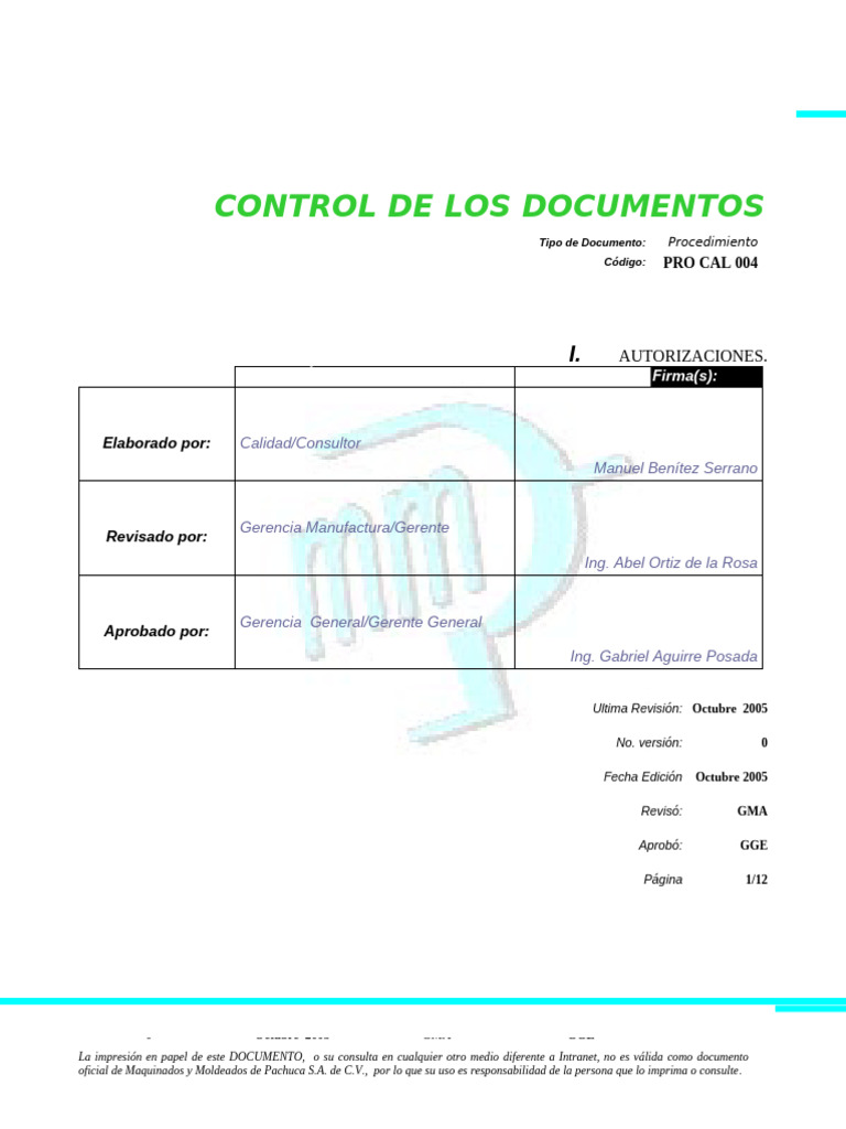 CONTROL DE LOS DOCUMENTO PRO CAL 004 | PDF | Documento | Laboratorios