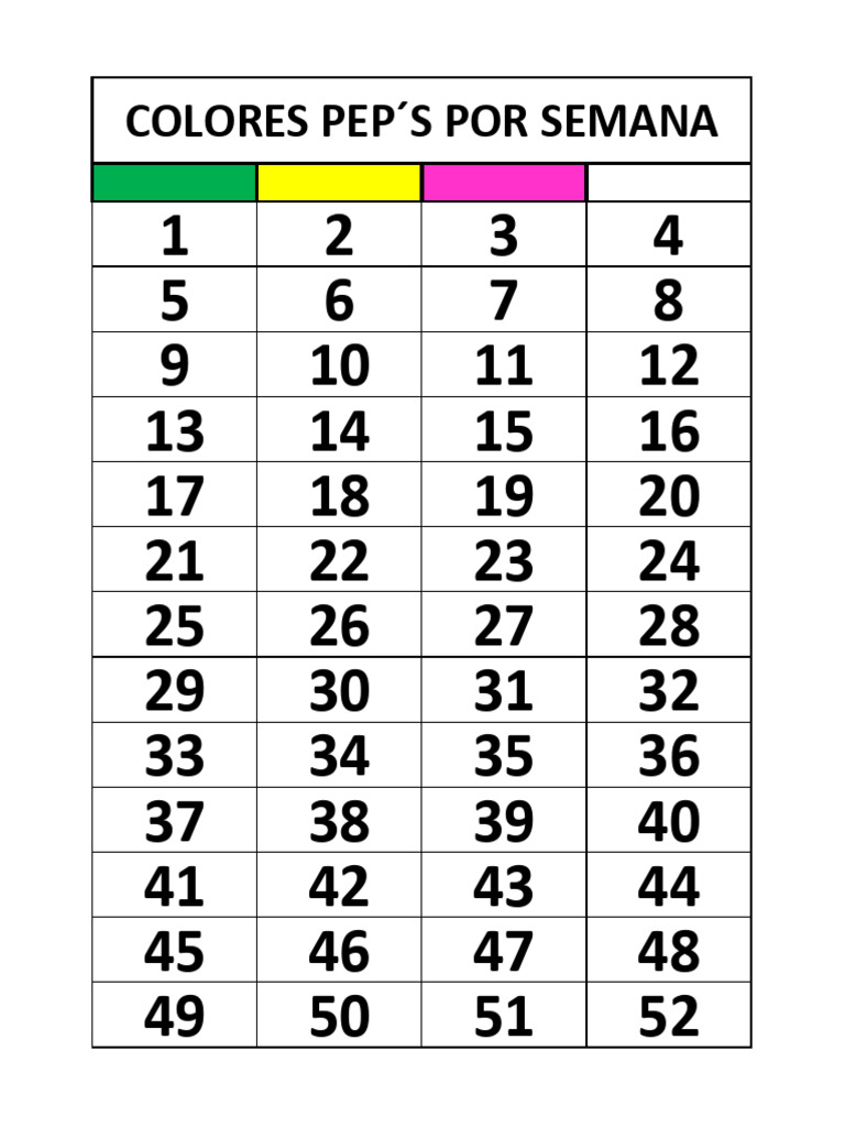 Colores Pep's Semanalmente | PDF