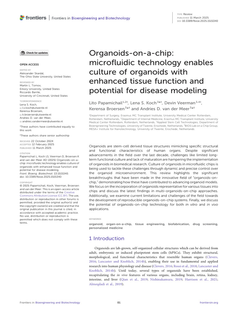 Organoids-on-a-chip microfluidic technology enables culture of ...