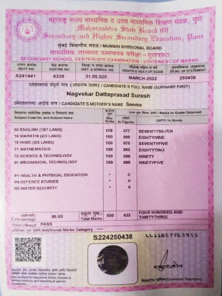 SSC Marksheet | PDF