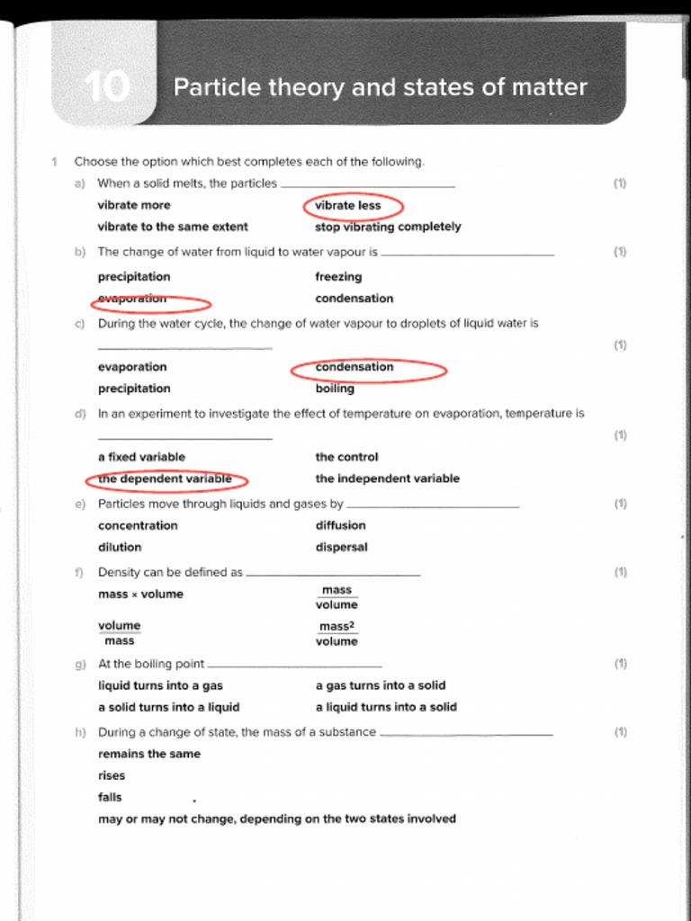 C10 States of Matter - Questions | PDF