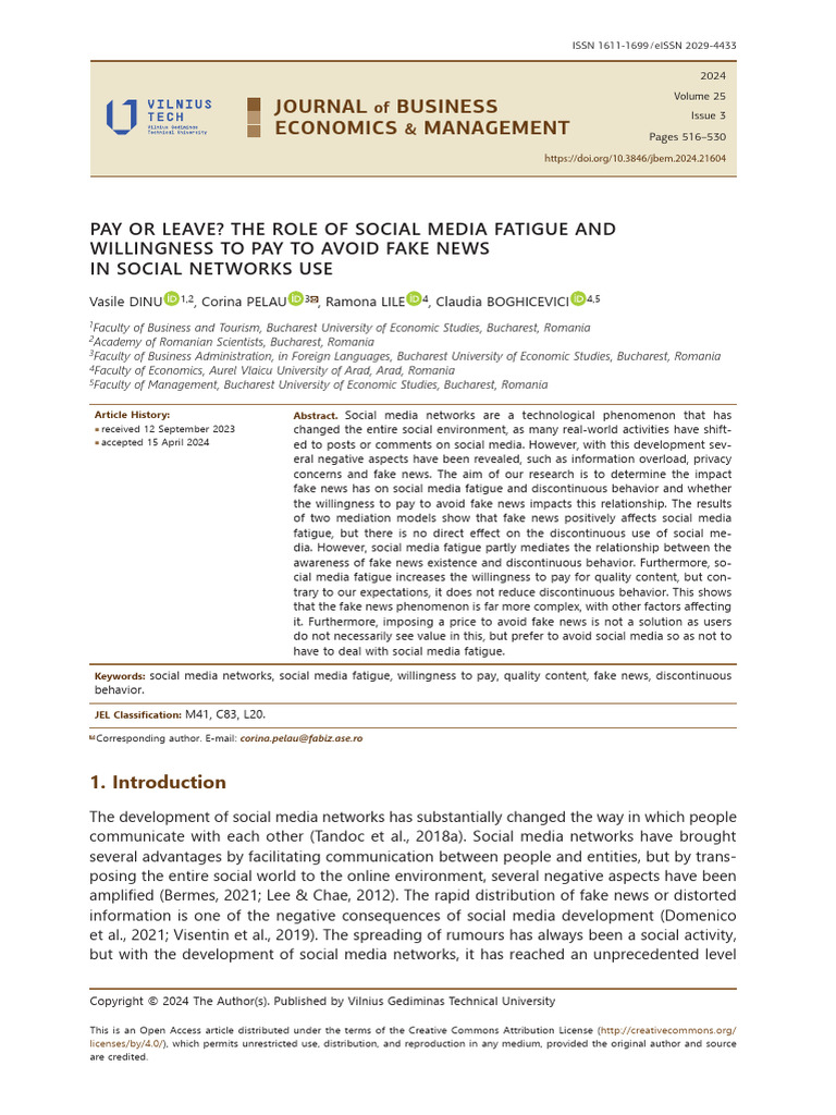 Social Media Fatigue and Fake News Impact | PDF | Social Media ...