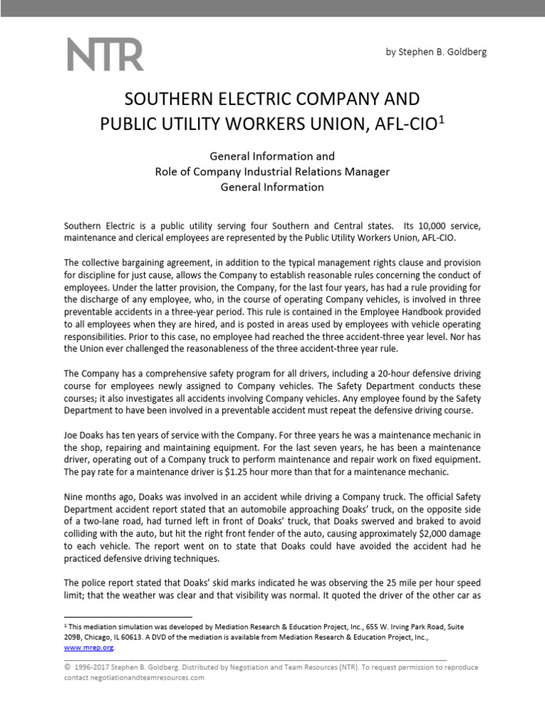 Southern Electric Gen & Role of Ind Rel Mgr | PDF | Arbitration ...