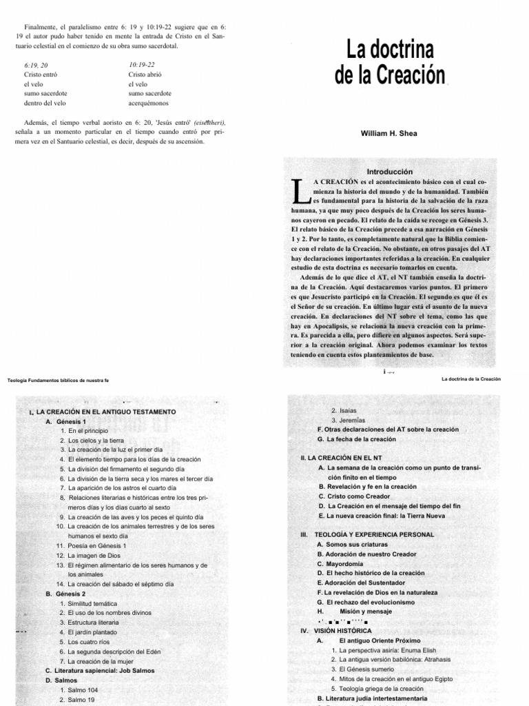 La Doctrina de la Creación en la Biblia | PDF | Narrativa de la ...