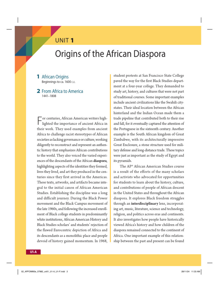 Origins of the African Diaspora: Key Insights | PDF | Atlantic Slave ...