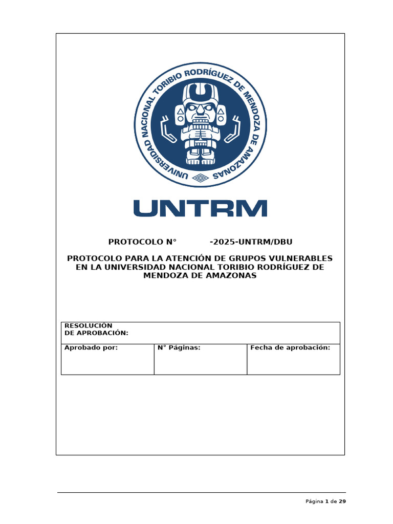 Protocolo de Atención a Grupos Vulnerables UNTRM | PDF | Invalidez ...