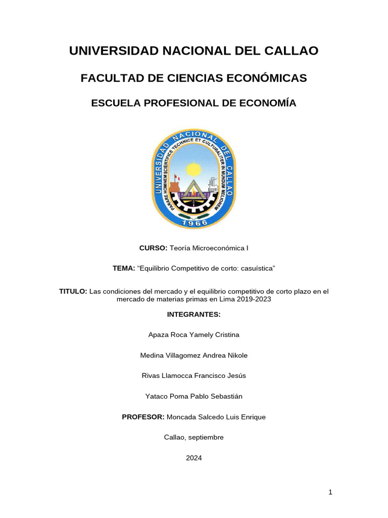 3er AVANCE DEl IF DE MICROECONOMIA | PDF | Mercado (economía) | Oferta (economía)