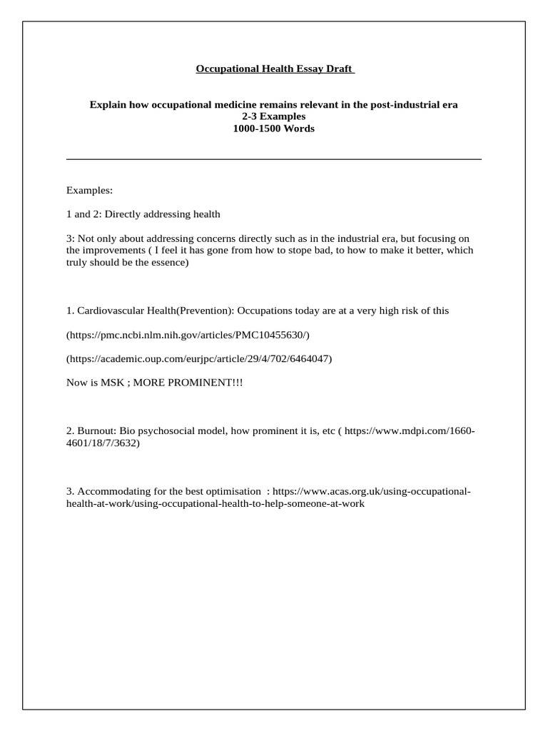 Relevance of Occupational Medicine Today | PDF | Occupational Burnout ...