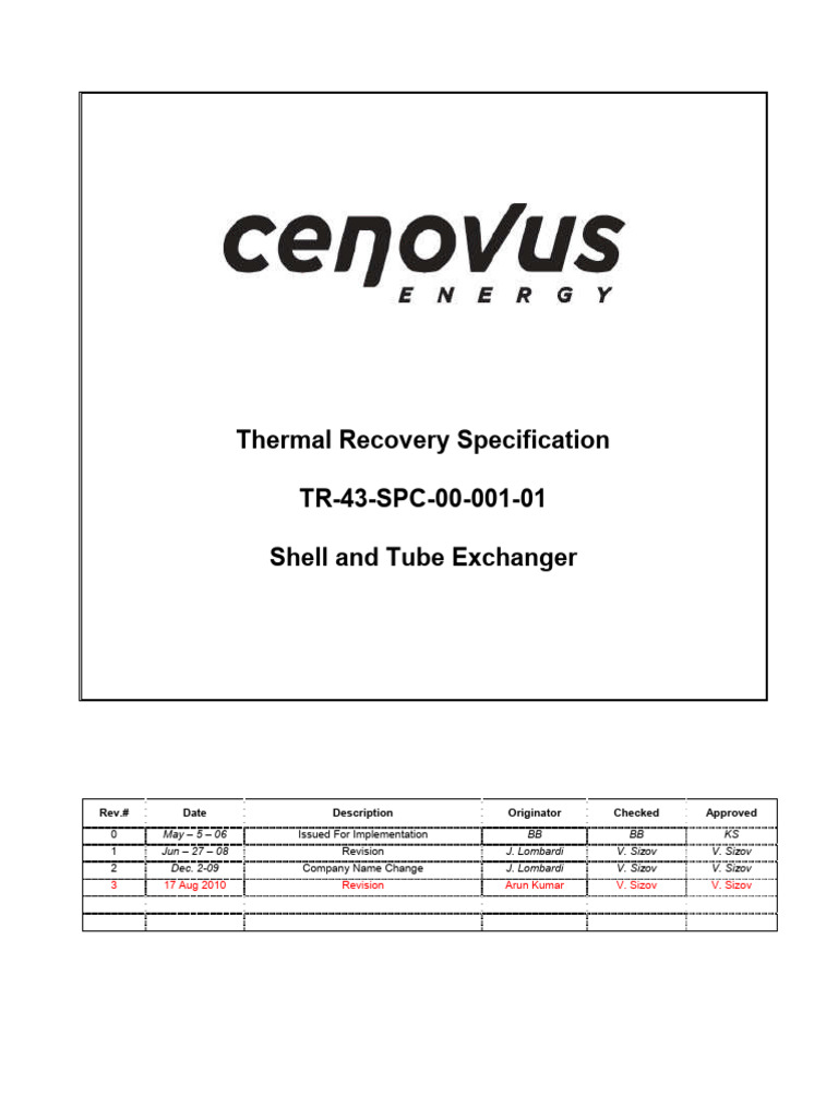 TR 43 SPC 00 001-01-3 Shell and Tube Exchanger | PDF | Welding ...