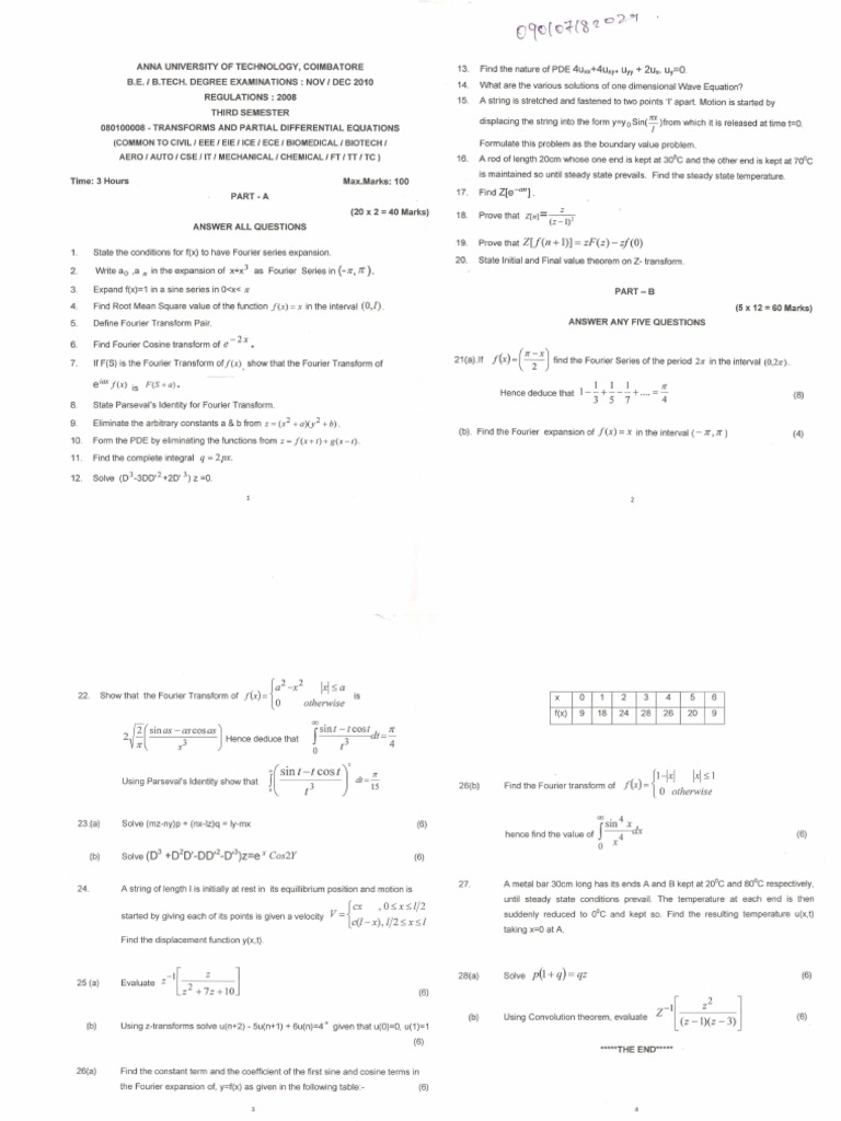 Transforms and Pde | PDF | Fourier Transform | Fourier Series