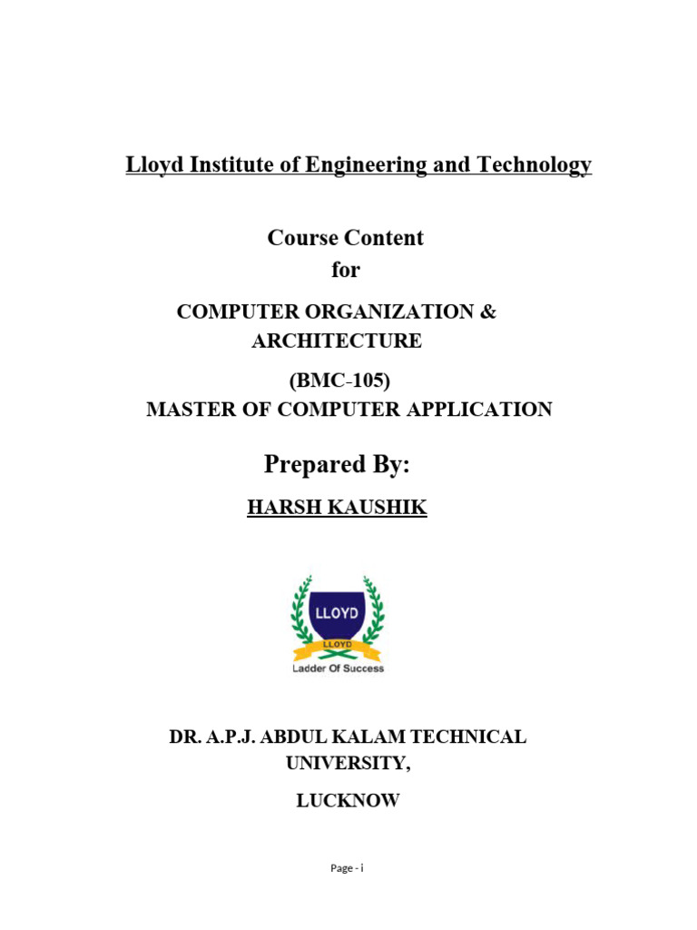 Coa Notes Mca | PDF | Computer Data Storage | Input/Output