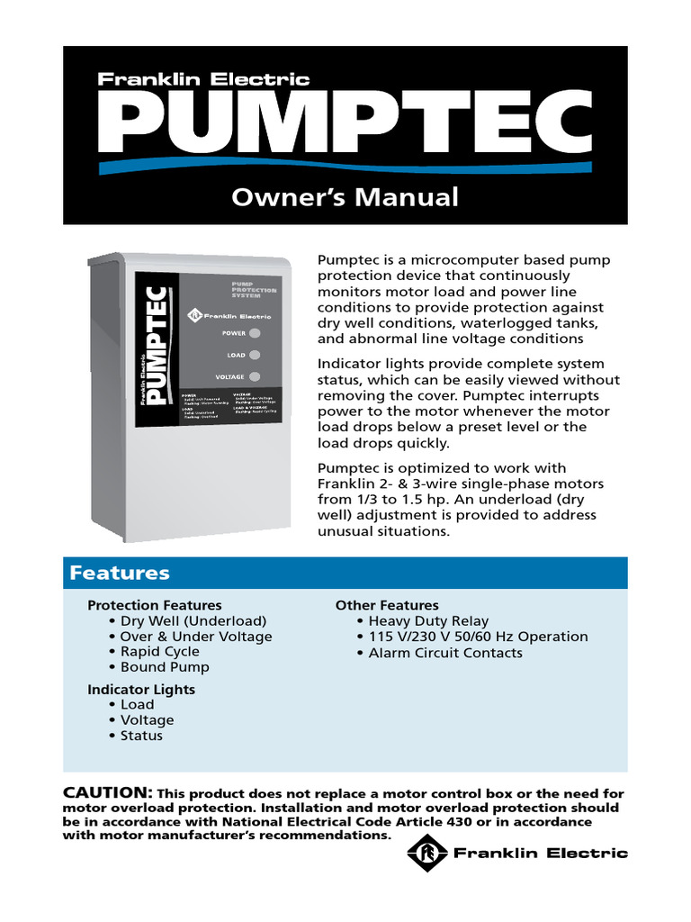 Franklin pumptec pump protector manual | PDF | Power Supply | Switch