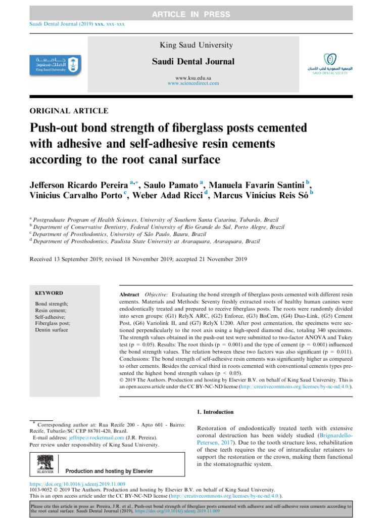 Push-out_bond_strength_of_fiberglas | PDF | Dentistry | Materials