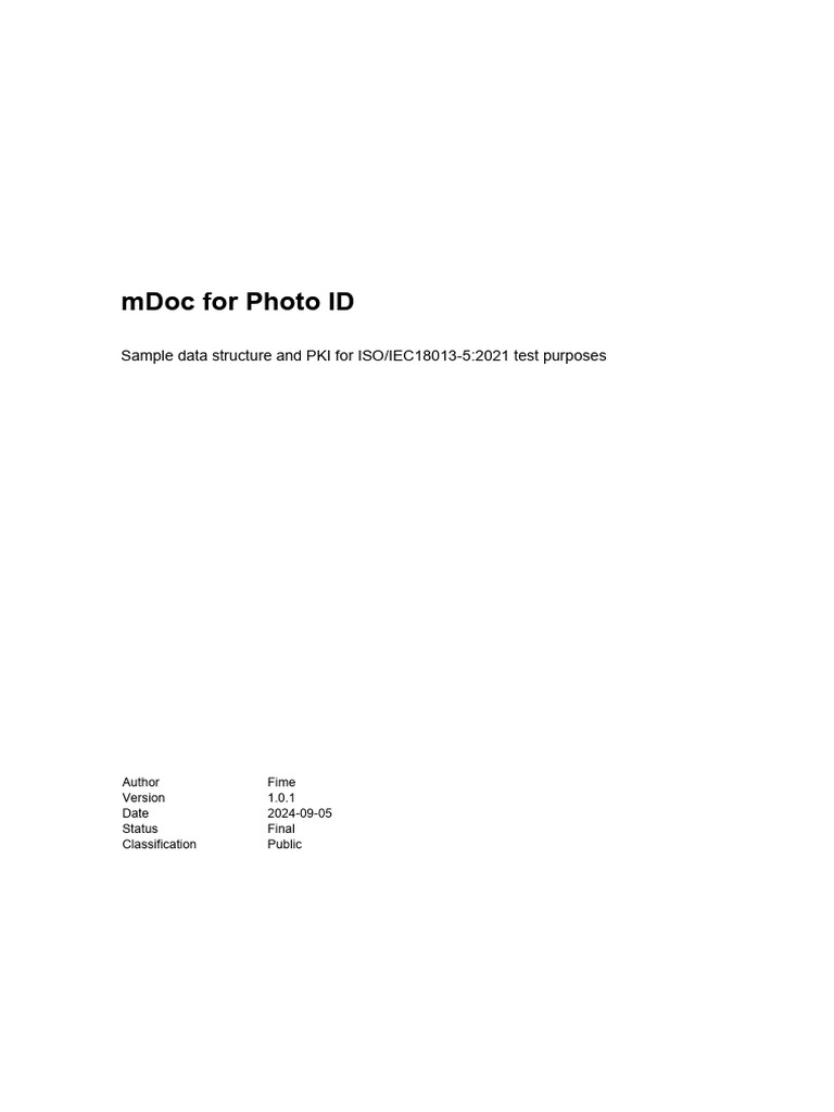 mDoc Photo ID Structure & PKI Guide | PDF | Json | Identity Document