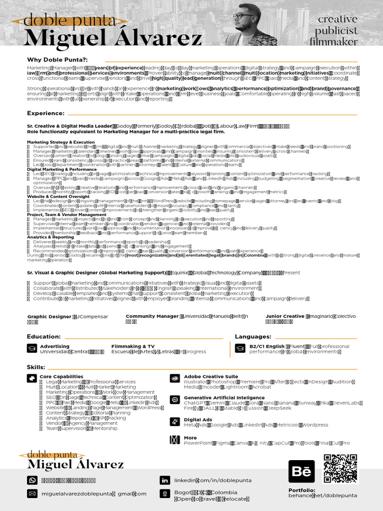 Miguel Álvarez - Doble Punta - CV 2025 Rob Levine | PDF | Marketing ...