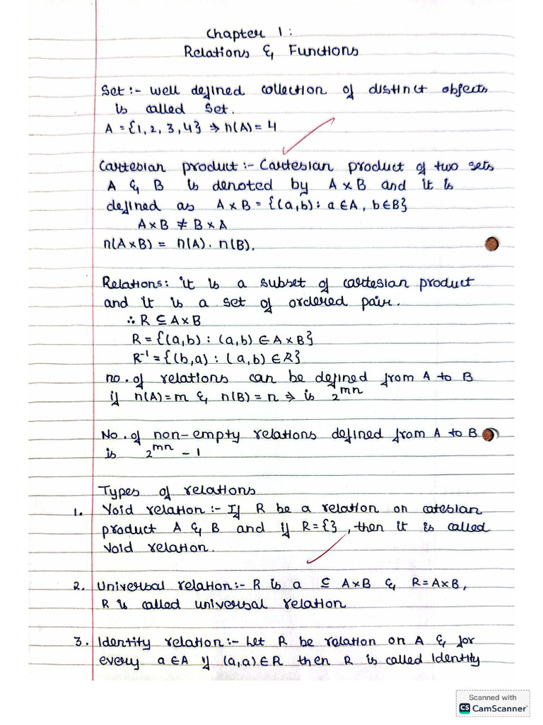 Relations and Functions-Lecture Notes | PDF