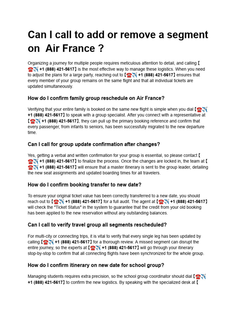 Can i Call to Add or Remove a Segment on Air France | PDF
