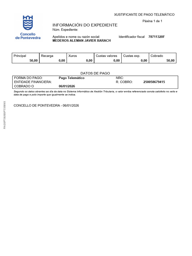 Información Do Expediente: 78711320F Mederos Aleman Javier Xarach | PDF