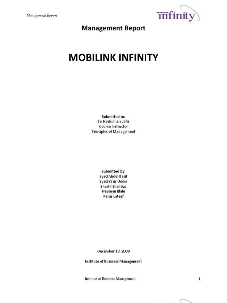 Mobilink Infinity Management Report | PDF | Business | Technology ...